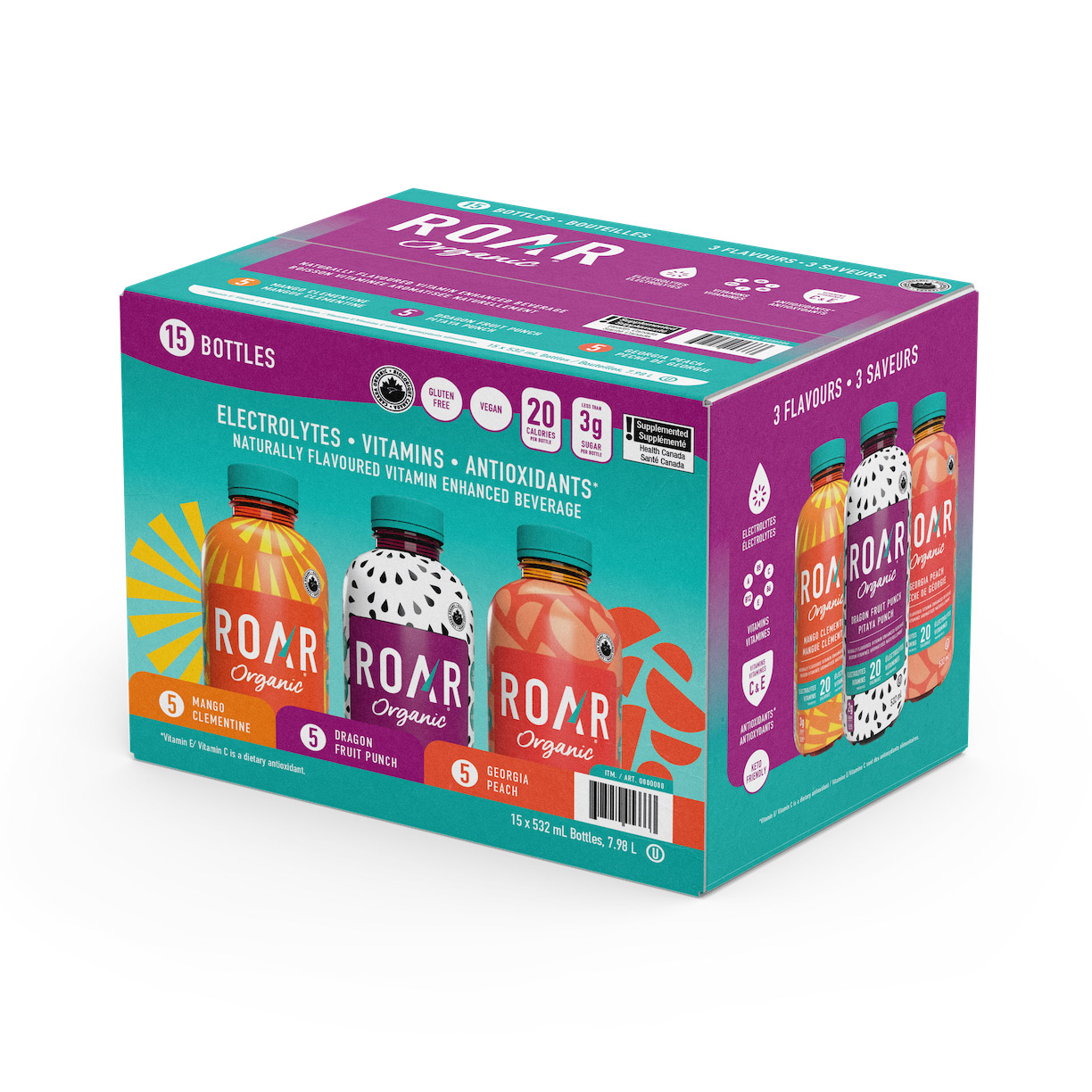 Roar Organic, Vitamin Water, 532 mL, 15-pack | Costco
