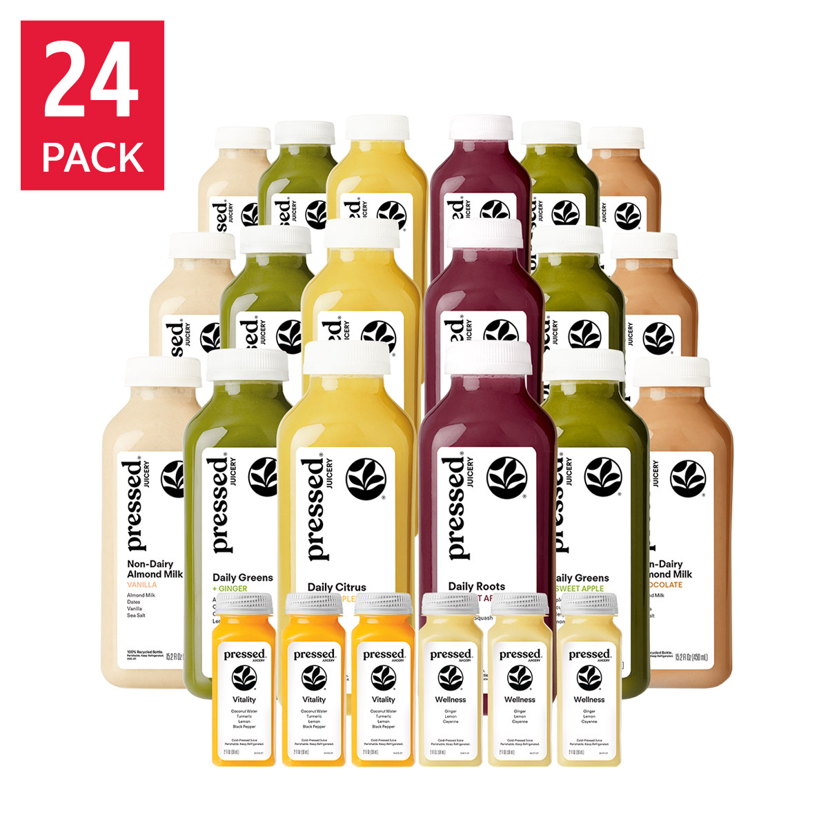 Pressed Juicery 3-day Juice Cleanse 24 bottles, 18 Juices And 6 Shots ...