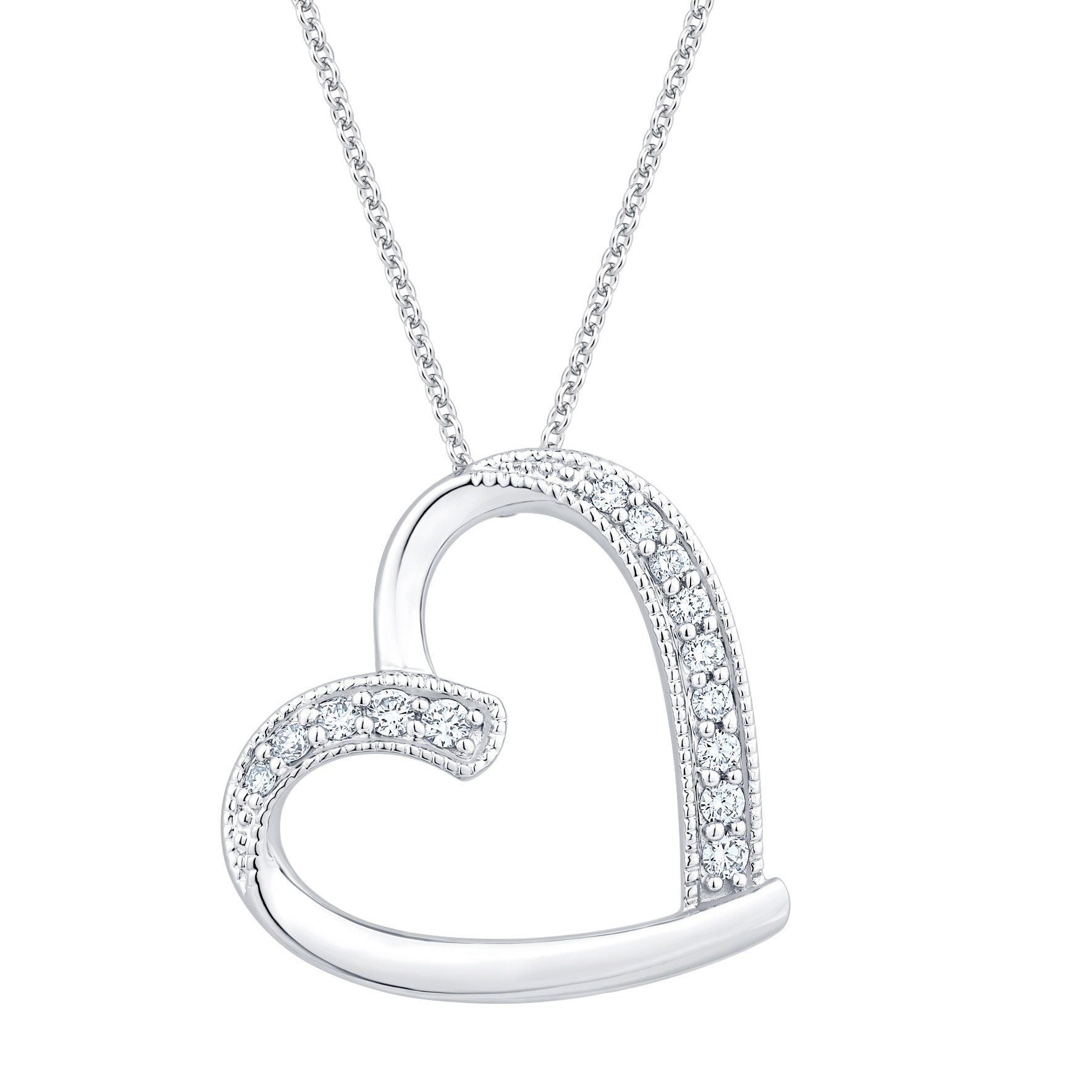 Round Brilliant Diamond Heart Pendant (0.10 ctw) | Costco