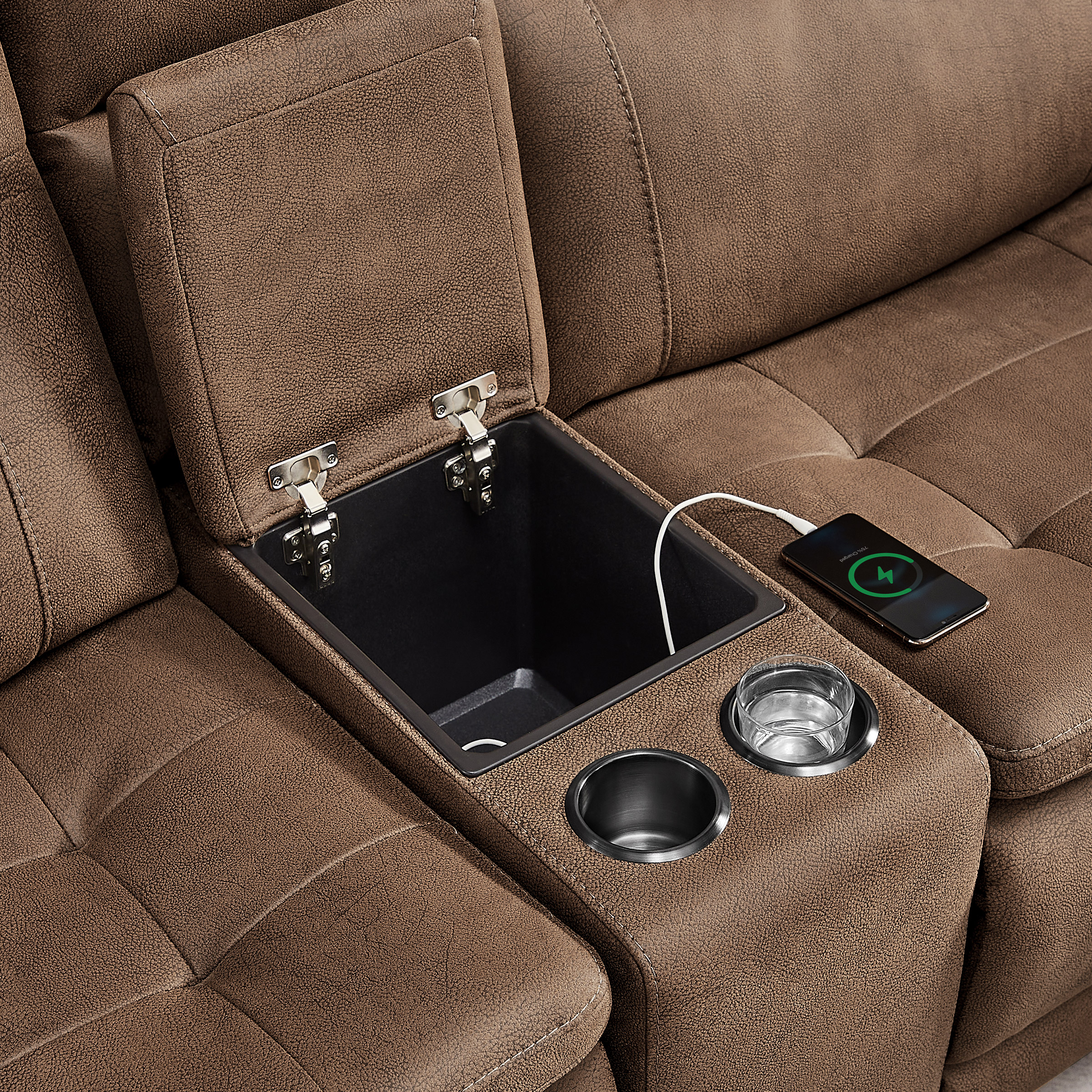 Finson Power Reclining Fabric Sectional With Power Headrests