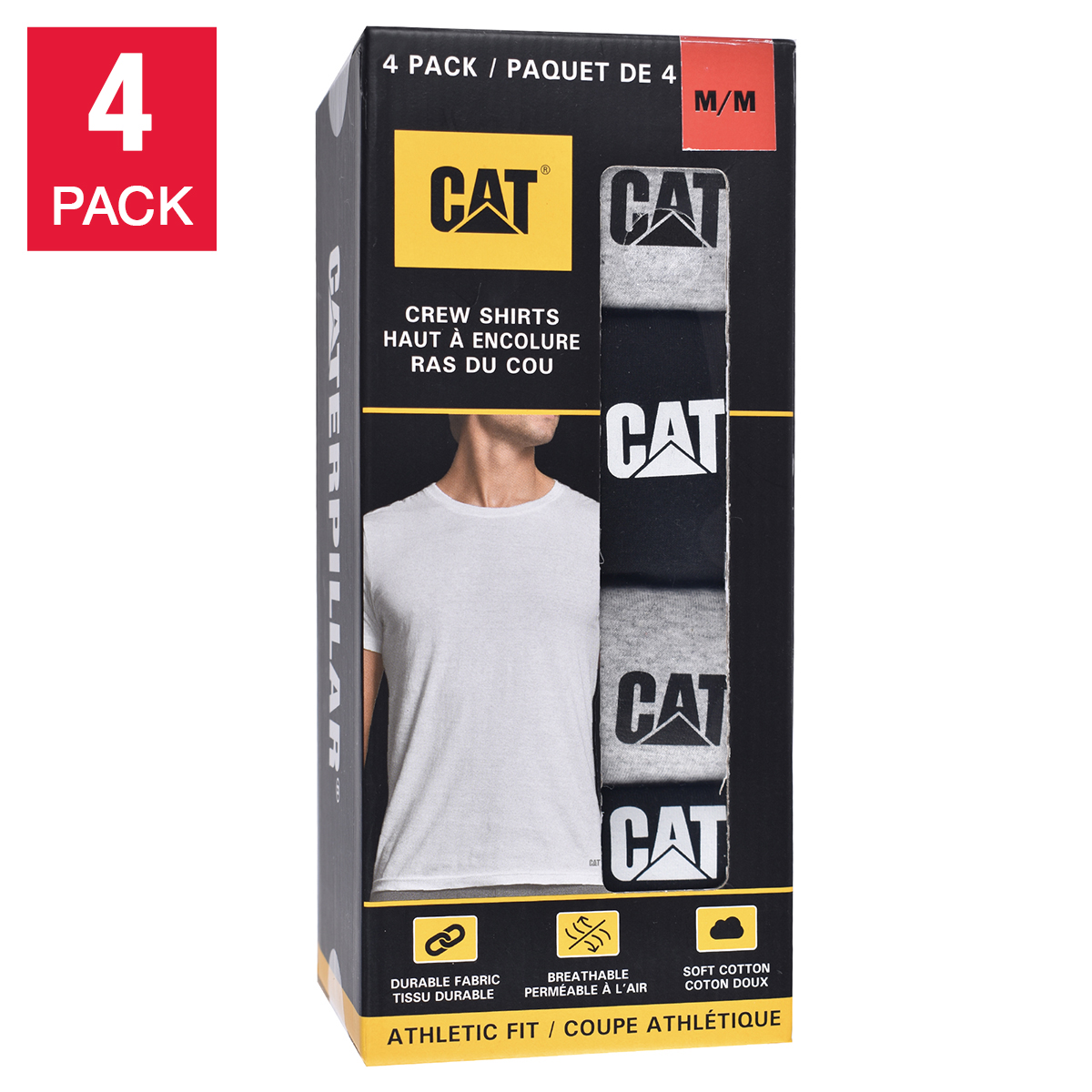 Caterpillar Men's Cotton Crew T-shirt, 4-pack | Costco