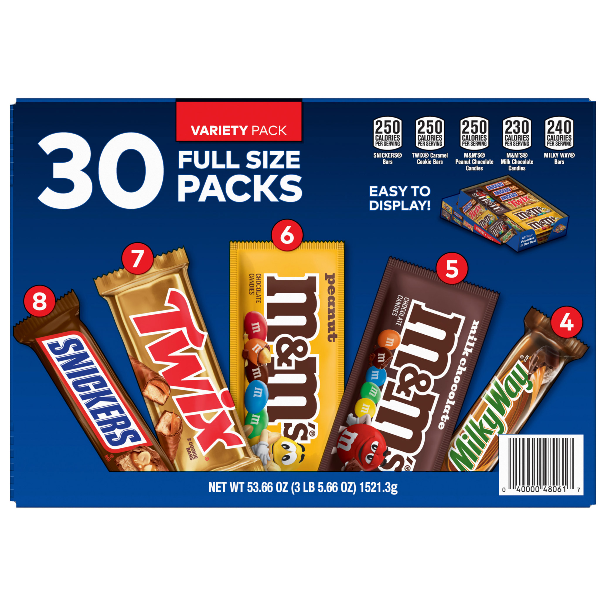M&M's, Snickers and More Chocolate Candy Bars, Variety Pack, 30-count ...