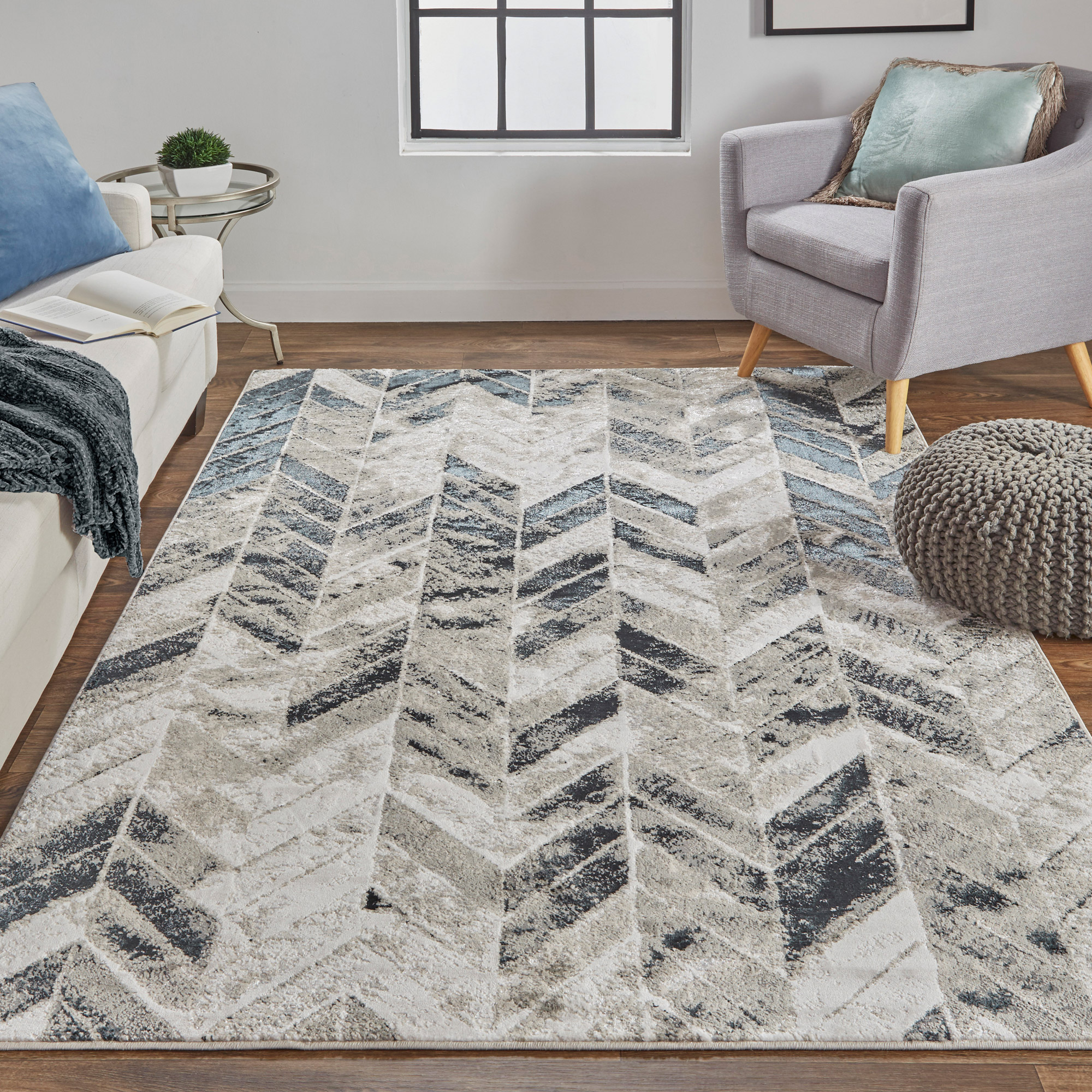 Feizy Jewel Area Rug or Runner, Gray/Silver | Costco