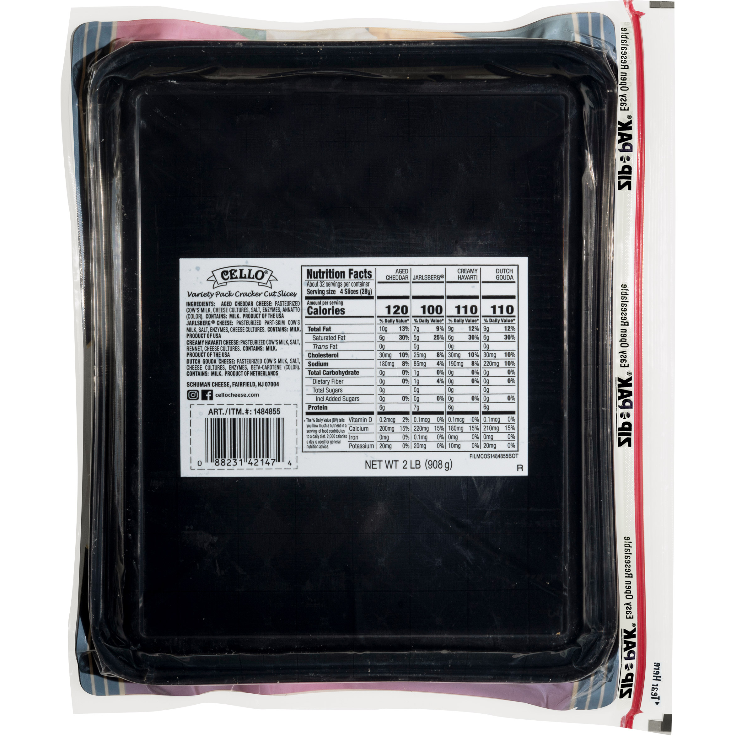 Cello Variety Pack, Cracker Cut, Premium Sliced Cheeses, 2 lbs | Costco