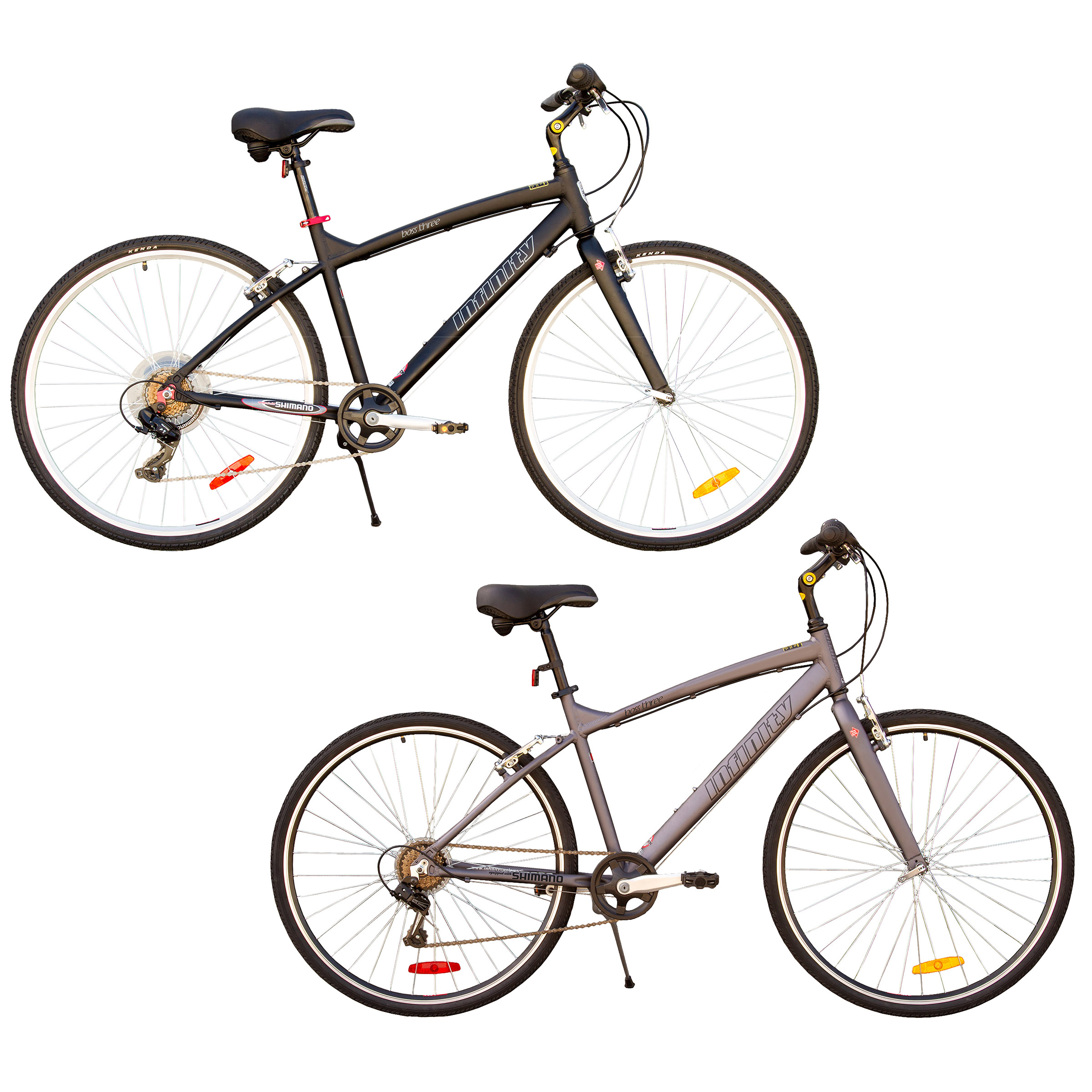 Infinity Boss.three 7 Speed 700c Men's Hybrid Bike, Matte Black | Costco