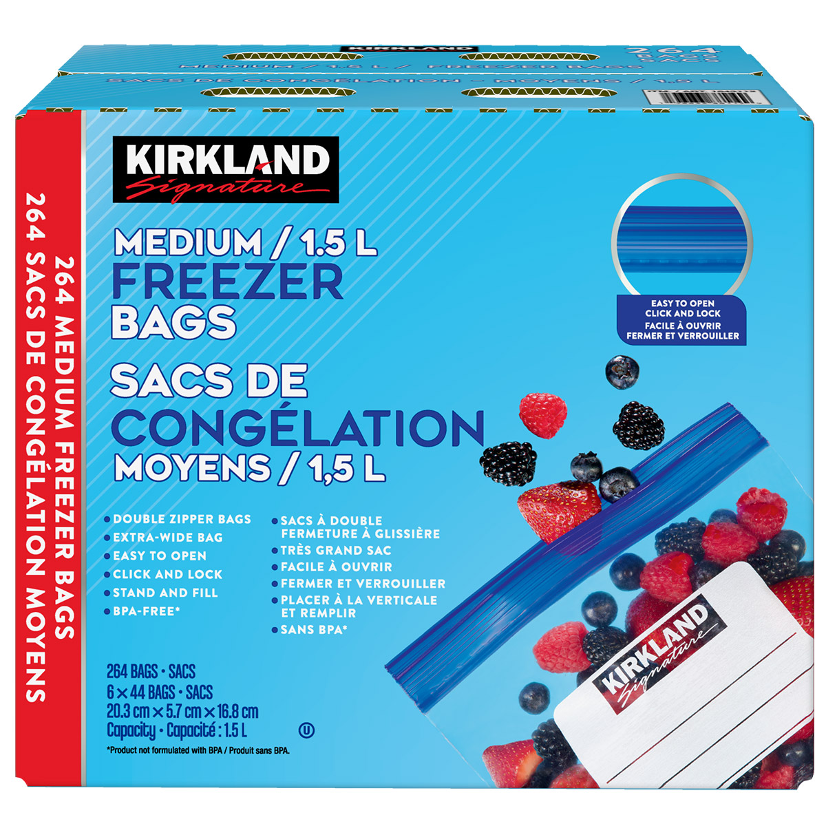 Kirkland Signature Medium Freezer Bags, 264-count | Costco