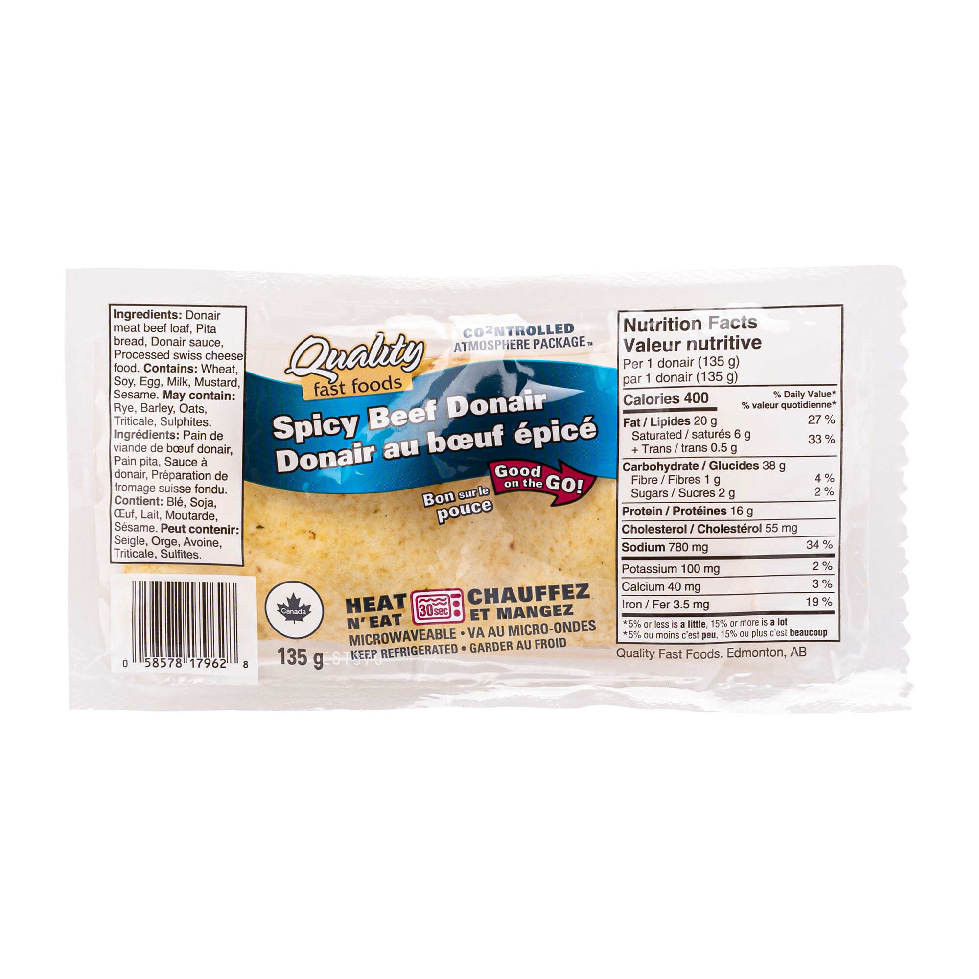 Quality Fast Foods Spicy Beef Donair, 22 × 135 g | Costco