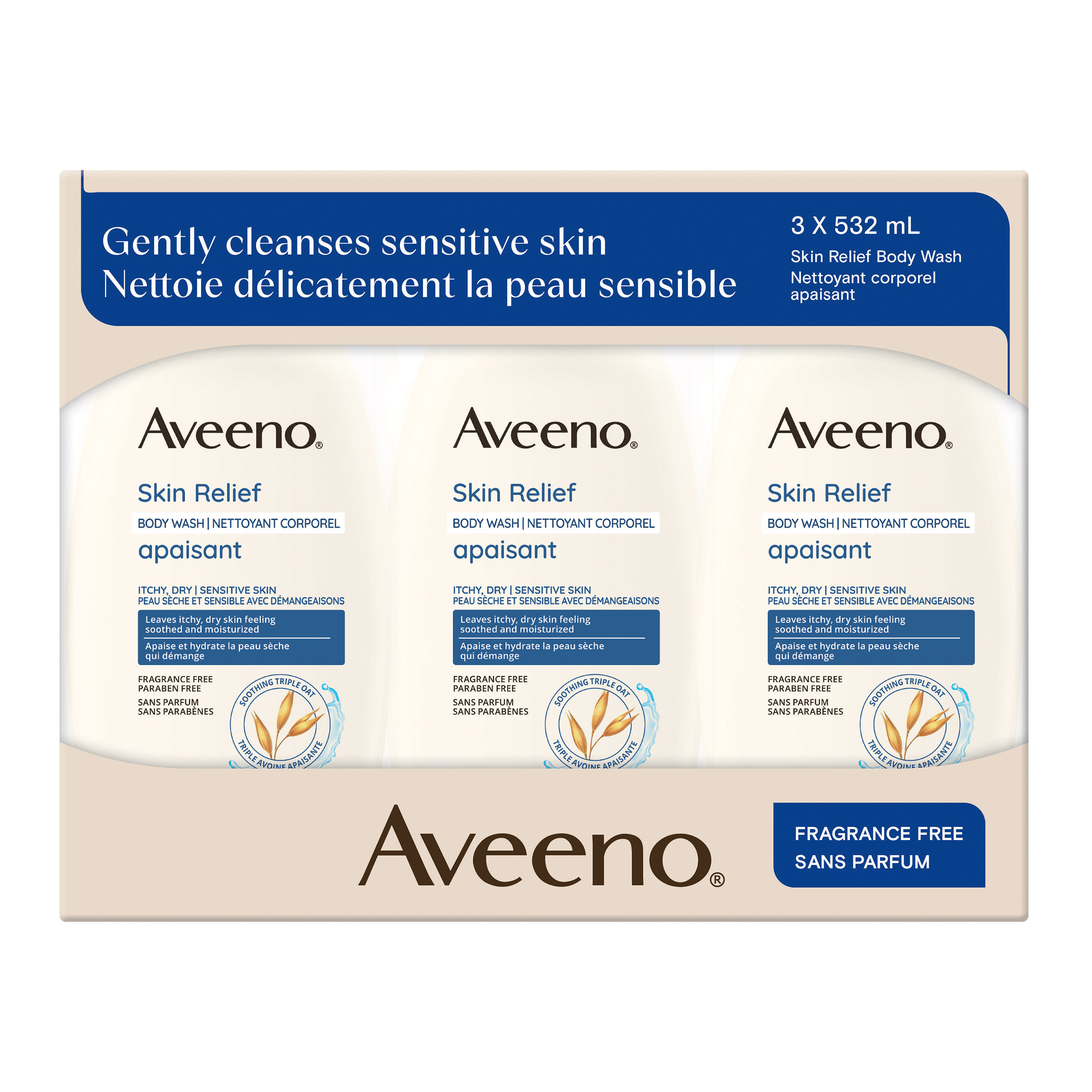Aveeno Skin Relief Bodywash, 3 x 532mL | Costco