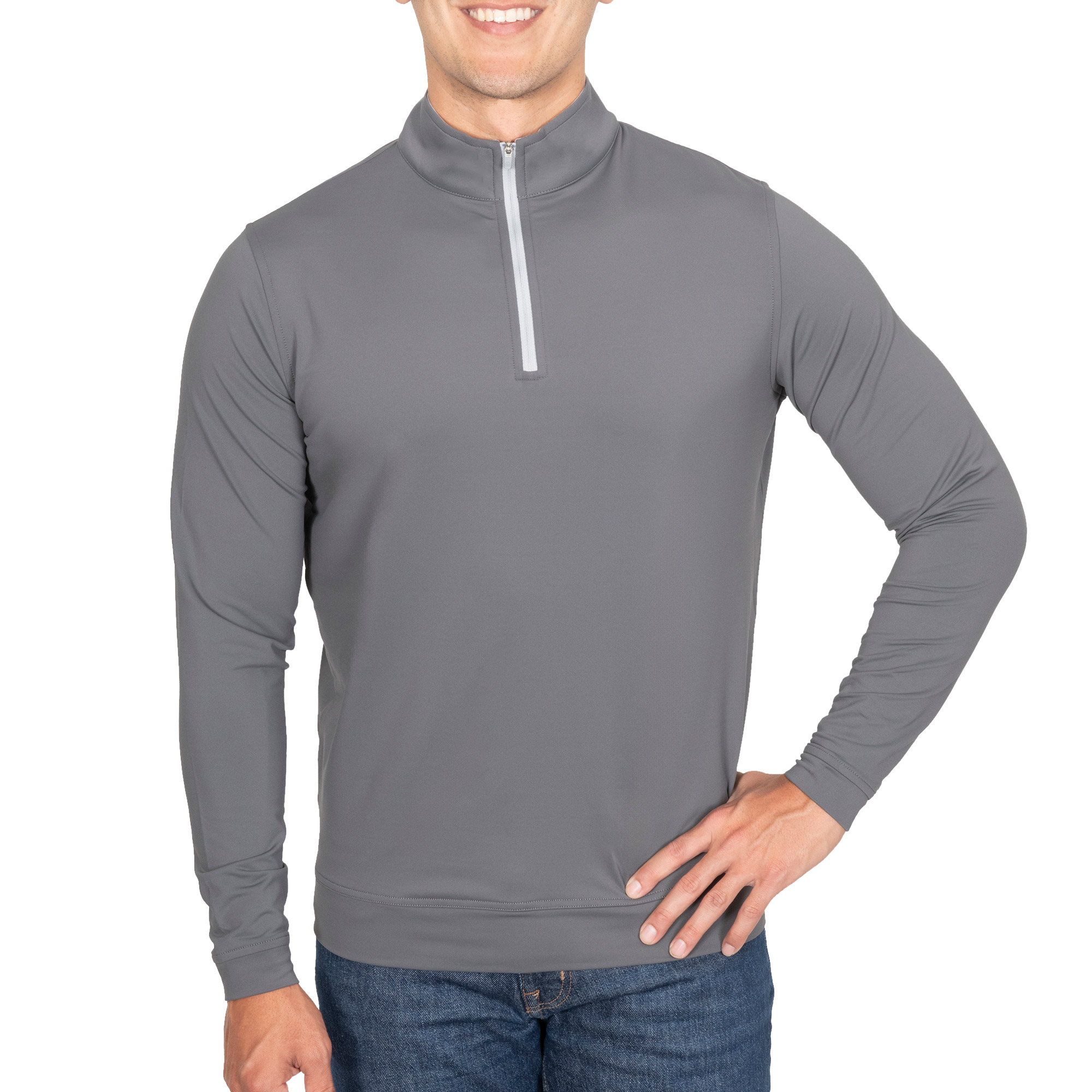 Peter Millar Men's Quarter Zip, Gray, Small | Costco