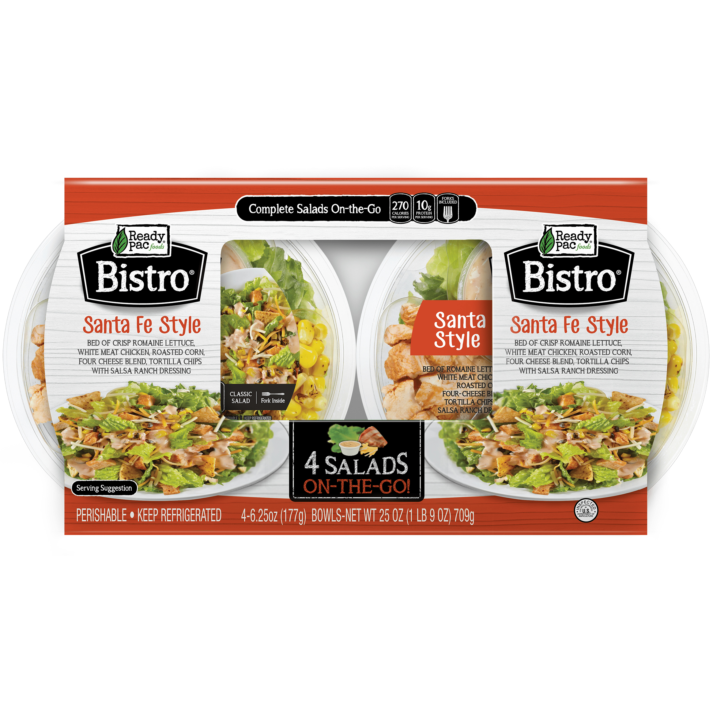 Ready Pac Bistro Salad Bowl, Santa Fe Style, 6.25 oz, 4 ct | Costco